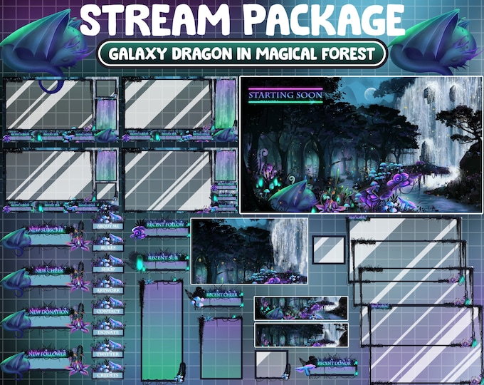 Green Emerald Mushrooms Twitch Overlay Package, Gold Mystic Stream ...