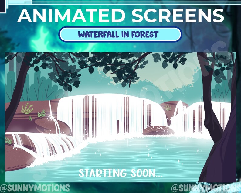 5x ANIMATED Twitch Screen Overlay / Glowing Waterfall in Magic - Etsy