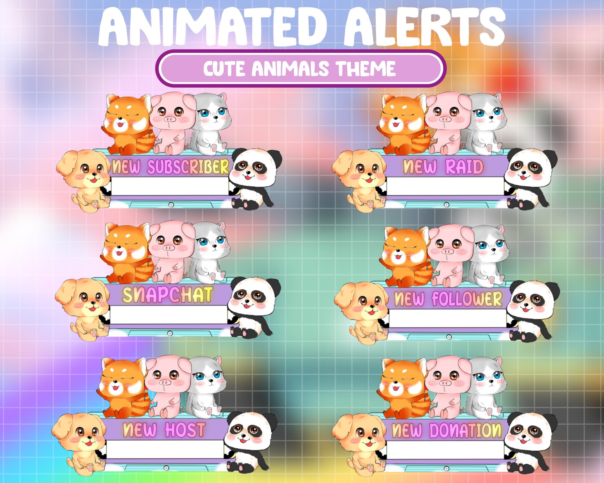 FULL ANIMATED Cute Animals on Tank Twitch Overlay Stream - Etsy