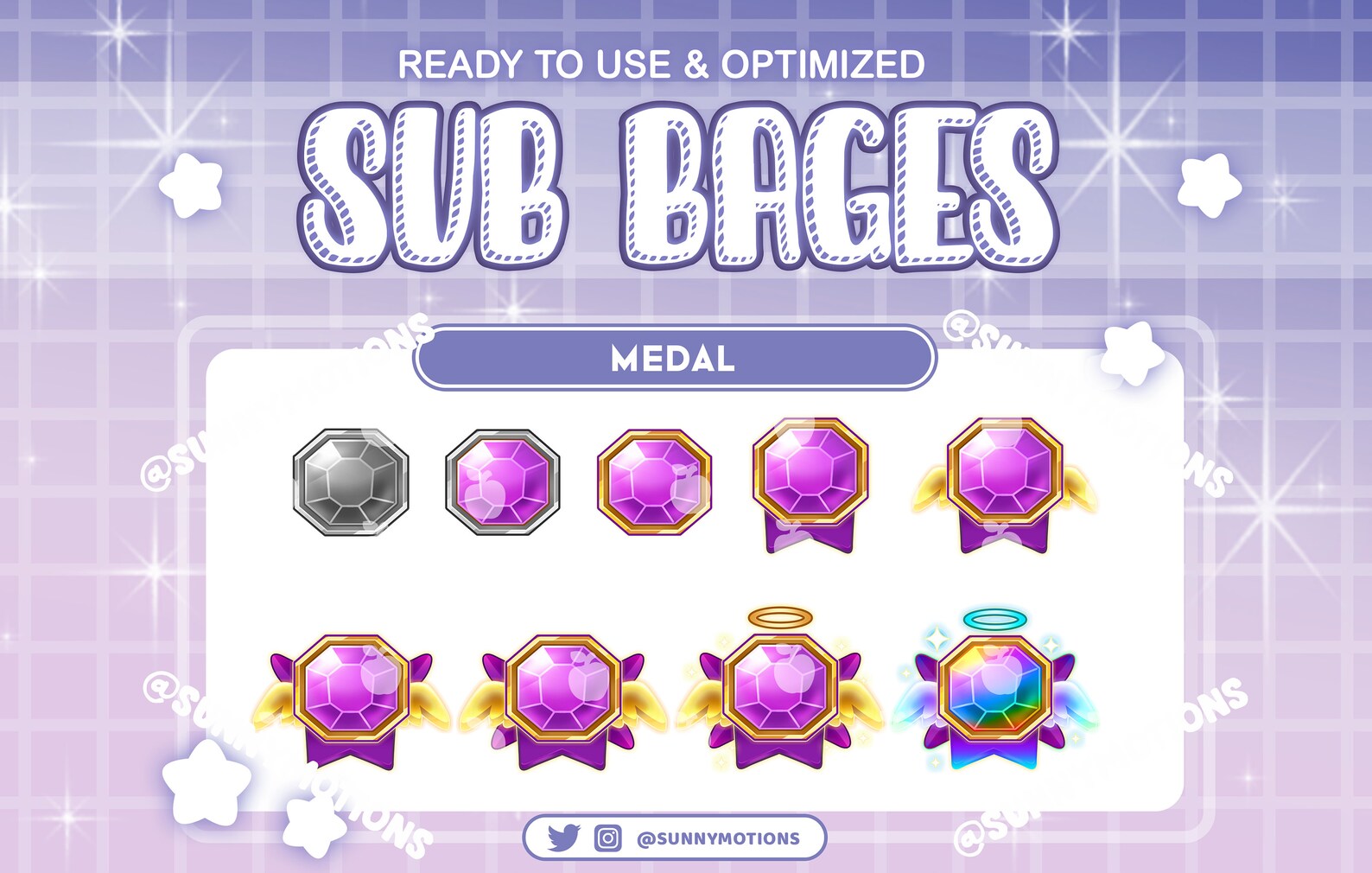 8x Cool Pink Diamond Medal Twitch Sub Bit Badges, Medallion Streamer ...