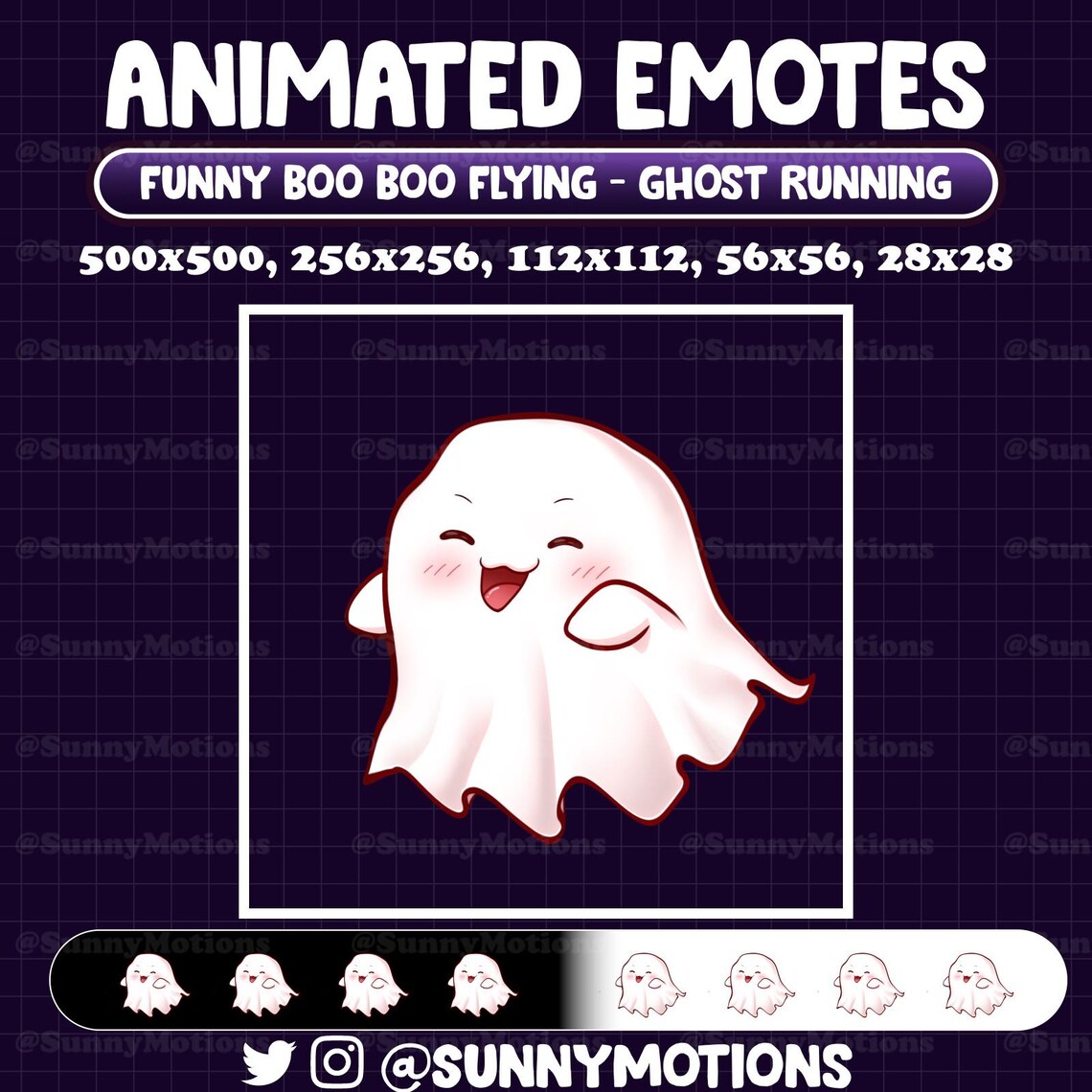 Animated Twitch Emotes: Cute Funny Ghost Flying, Kawaii Chibi Spooky ...
