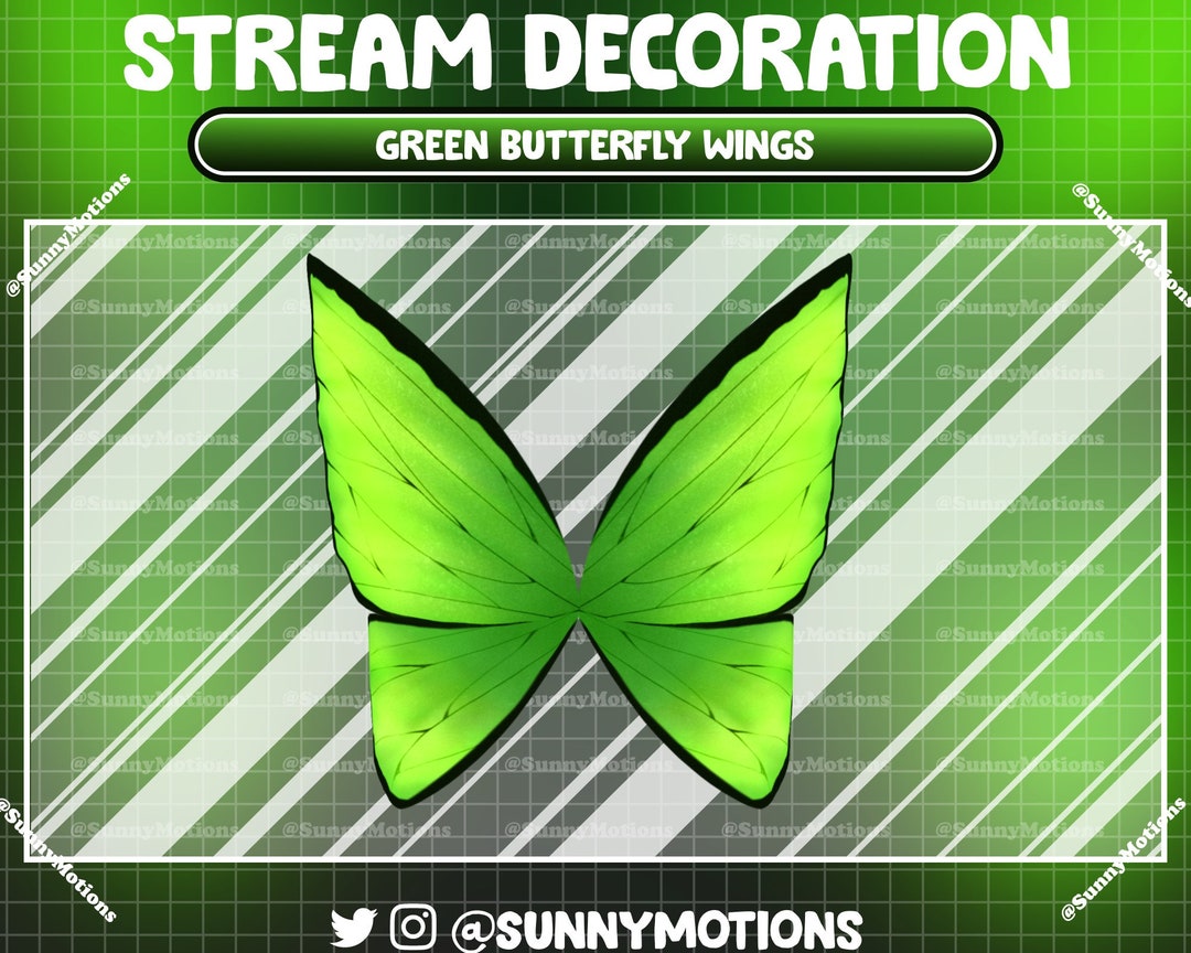 Animated Stream Decoration: Green Butterfly Bliss Wings Twitch Overlay ...