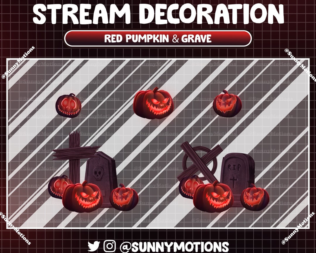 5 Animated Red Horror Pumpkin Stream Decoration, Rip Headstone Twitch ...