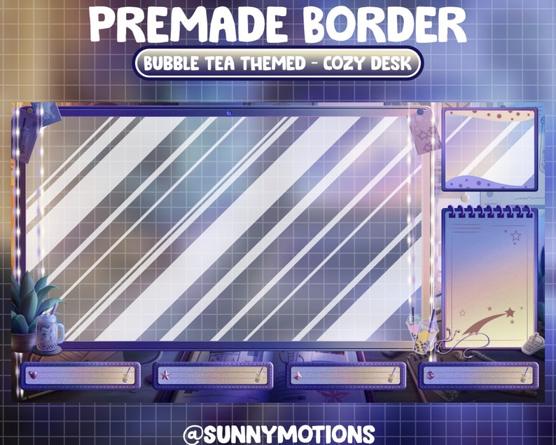 Animated Twitch Stream Package: Blue Boba Bubble Tea Overlay / - Etsy