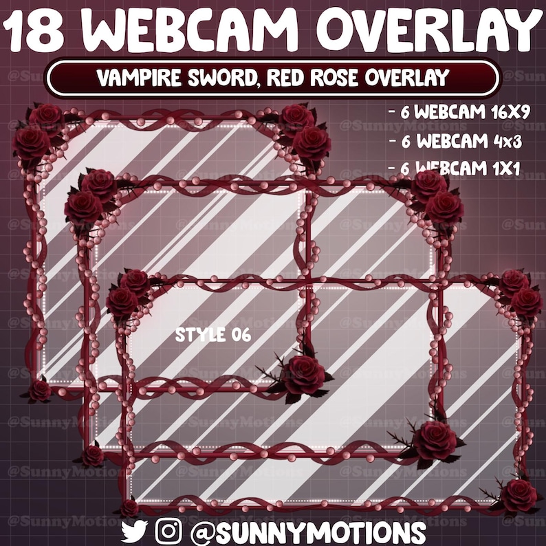 18 Animated Red Black Gothic Vampire Twitch Webcam Overlay, Halloween ...