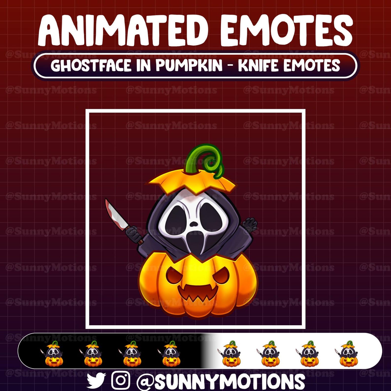 Animated Twitch Emotes: Scary Ghostie Face in Pumpkin, Kawaii Ghostface ...