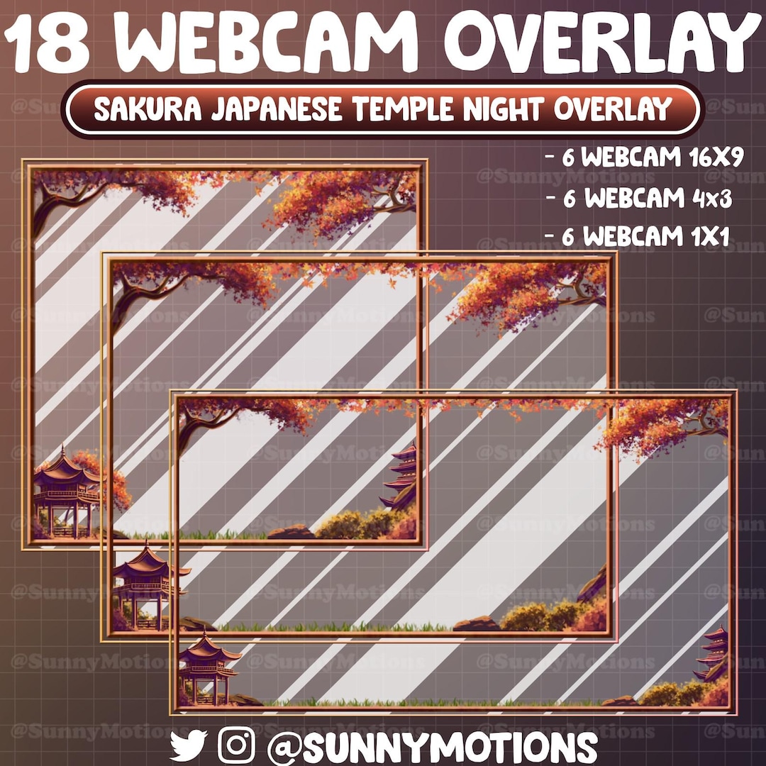 18 Animated Aesthetic Orange Japanese Temple Night Webcam Overlay ...