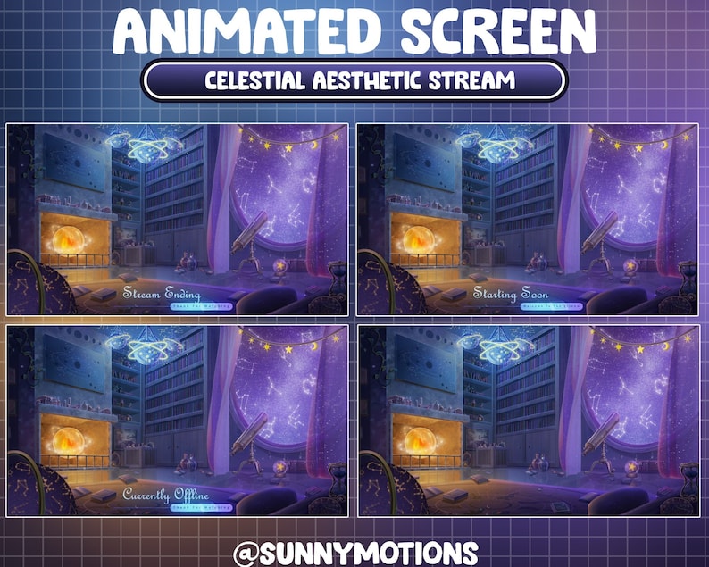 Animated Twitch Stream Package Overlay / Celestial Room / - Etsy
