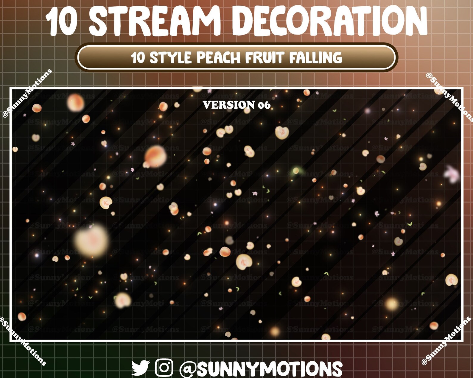 Glow Garden Peach Fruit Falling Animated Stream Decoration, Sweet ...