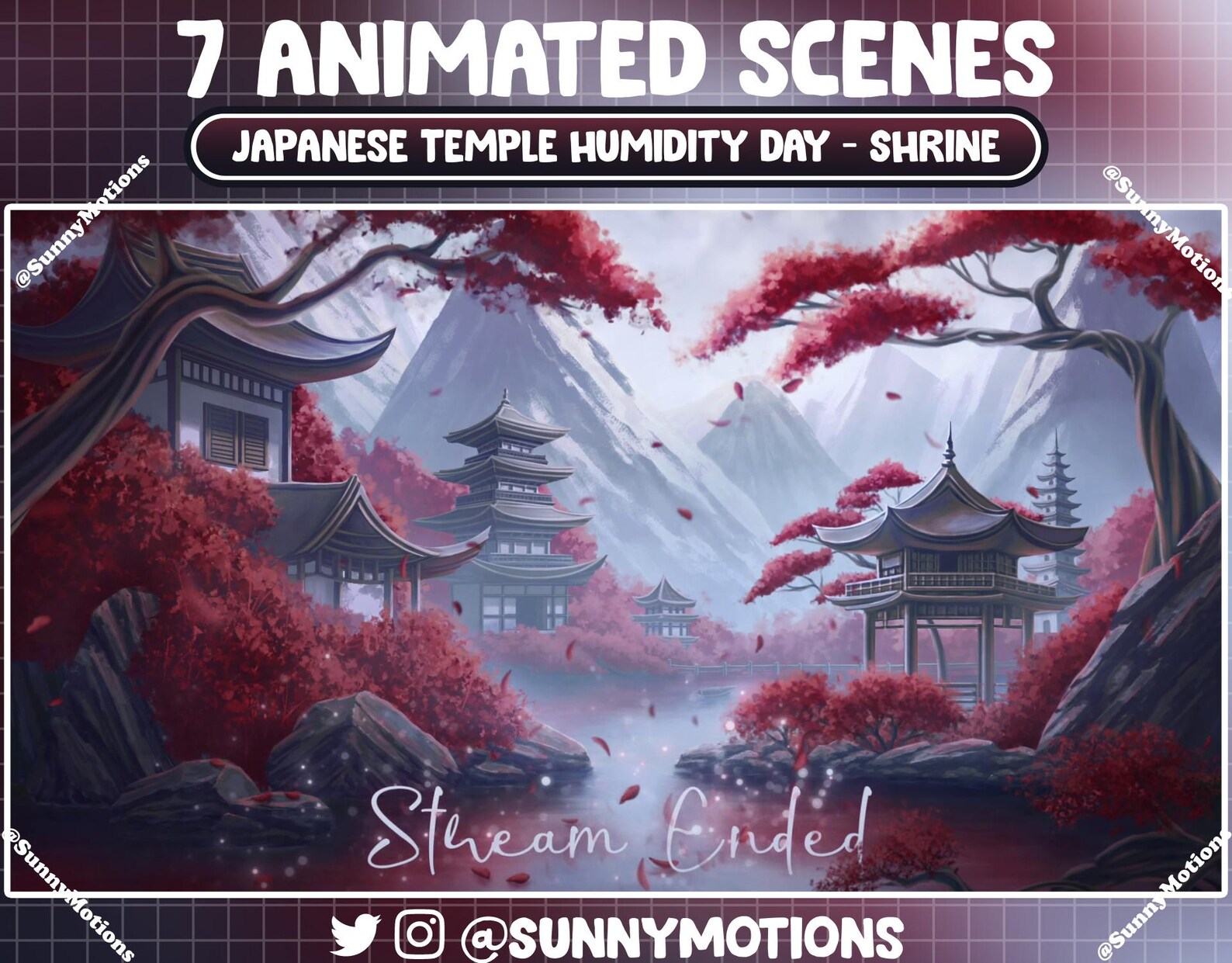 Animated Aesthetic Red Gray Japanese Temple Humidity Day Twitch Screen ...