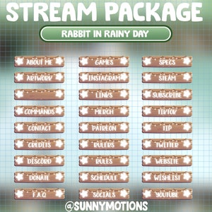 FULL ANIMATED Twitch Stream Package / Cute Dark Dreamy Rabbit in Warm ...