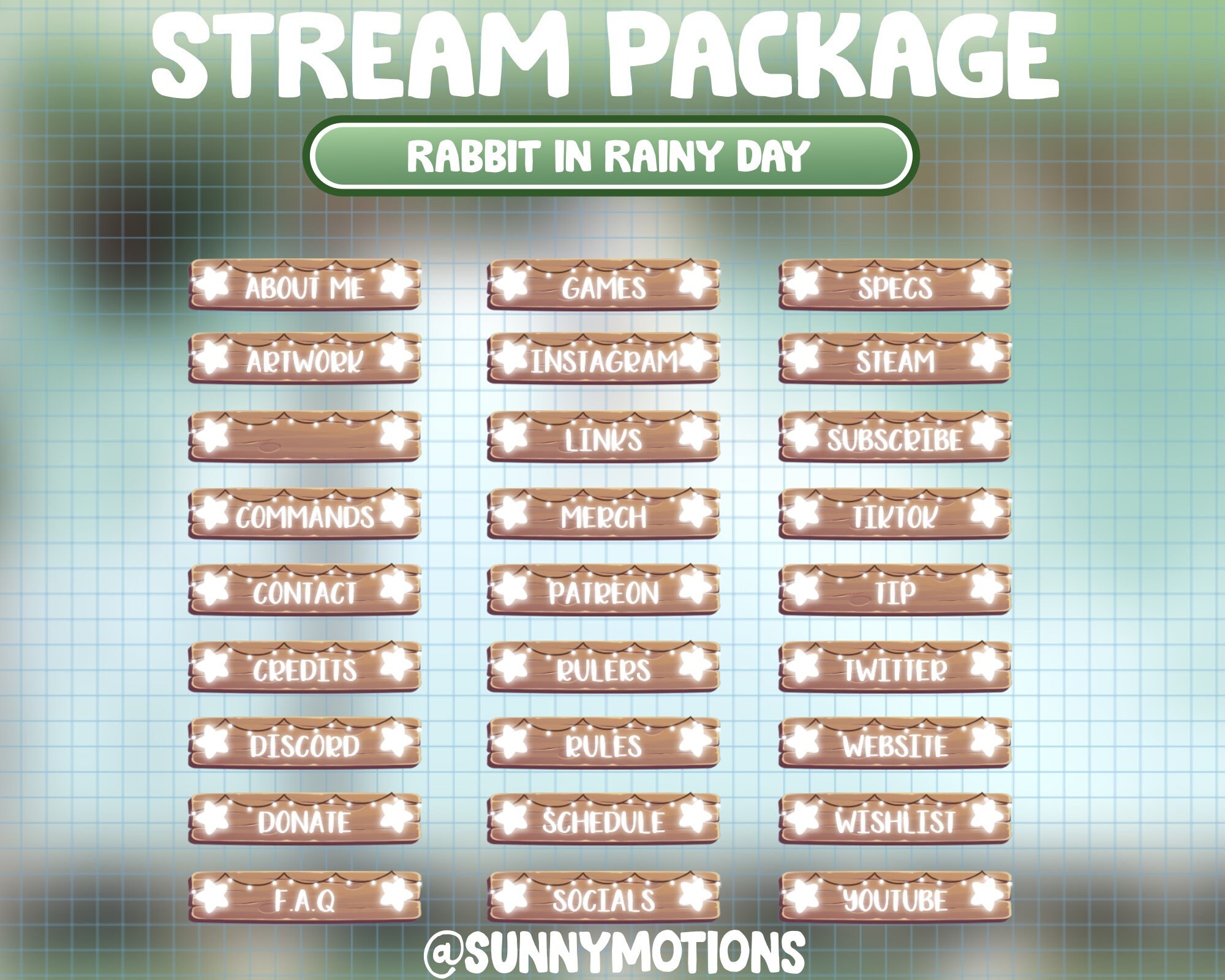 FULL ANIMATED Twitch Stream Package / Cute Dark Dreamy Rabbit - Etsy