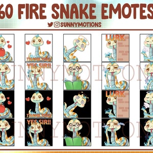 60x Cute Blue Fire Snake Twitch Emotes Bundle, Discord, OBS, Streamer ...