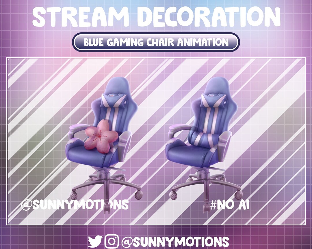 Animated Stream Decoration: Pink Sakura Pillow on Blue Gaming Chair ...
