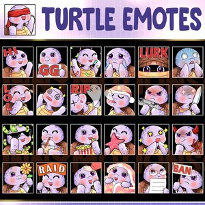 Purple Turtle Twitch Discord Mixer Youtube Emotes / Kawai Animal Emoji ...