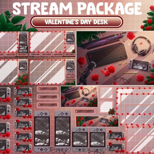 Animated Twitch Overlay Stream Package / Lo-fi Rose Petal Tea Desk ...