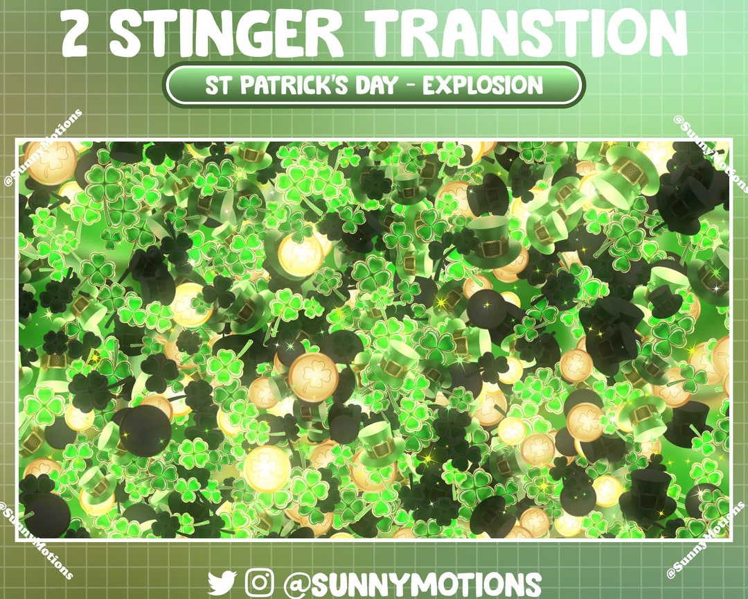 2 Animated Stream Twitch Stinger Transition: Aesthetic Four Leaf Clover ...