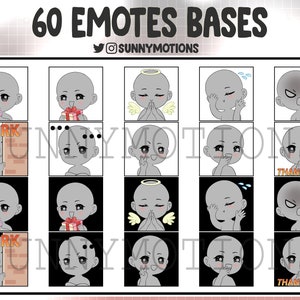 60x Cute Chibi DIY Cute Bases Emote Twitch Emotes, Subscriber Loyalty ...