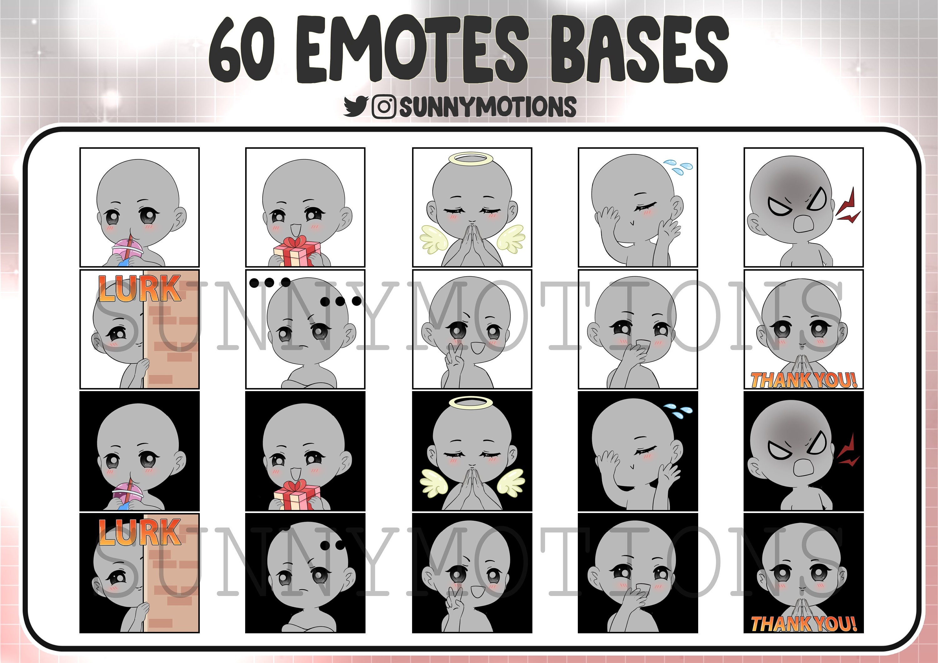 60x Cute Chibi DIY Cute Bases Emote Twitch Emotes, Subscriber Loyalty ...