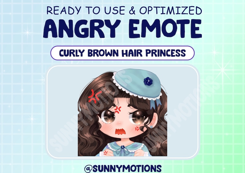 Kawaii Chibi Emotes / Cute Girl / Angry Princess Emote / Curly - Etsy