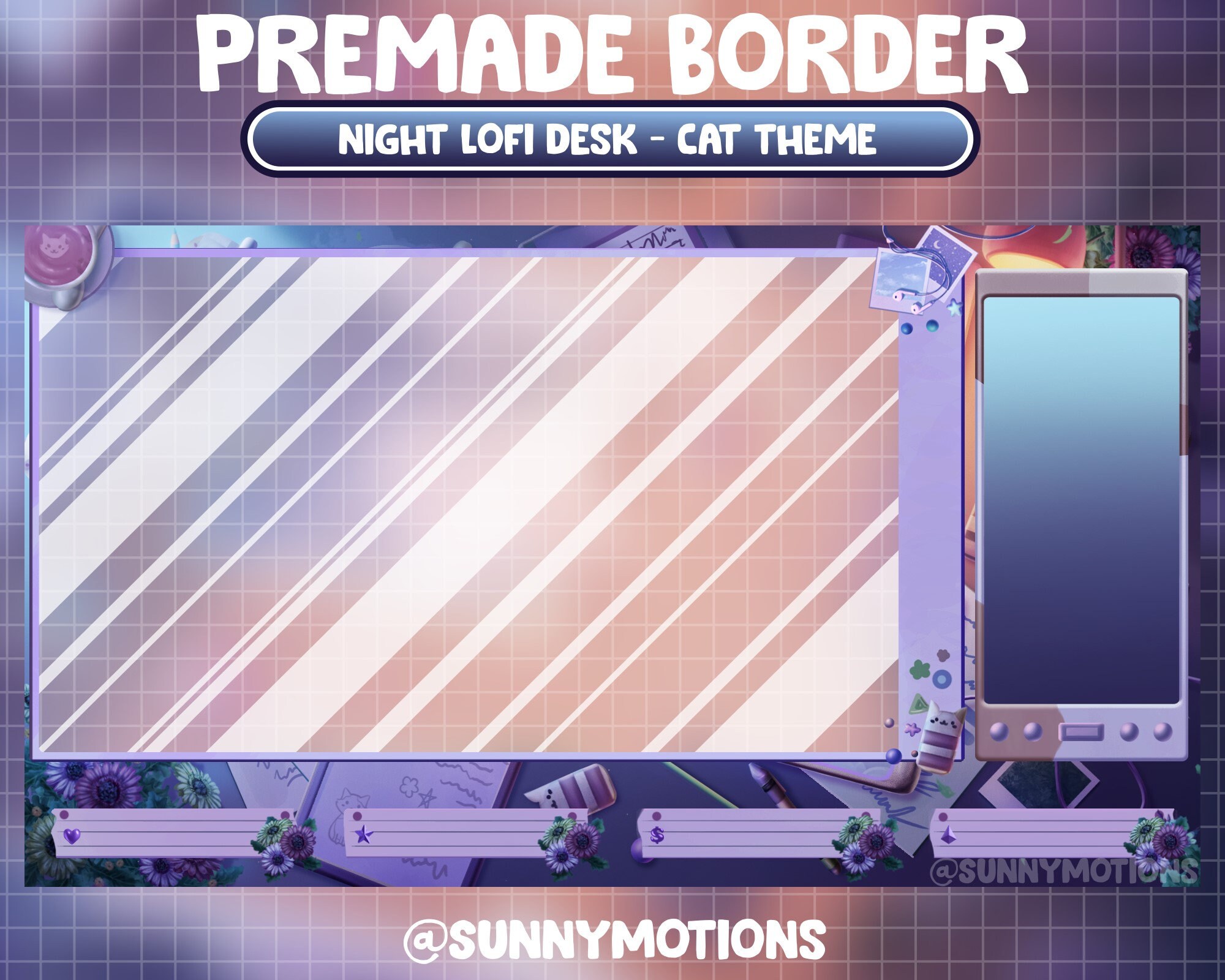 Animated Twitch Stream Package Overlay / Retro Lofi Desk Night - Etsy