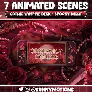 ANIMATED Stream Screen: Red Black Gothic Vampire Desk Twitch Scene ...
