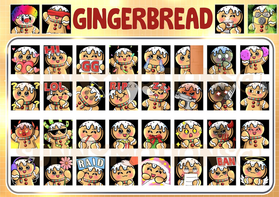 36 Cute Chibi Kawaii Gingerbread Christmas Twitch Discord Mixer Youtube ...