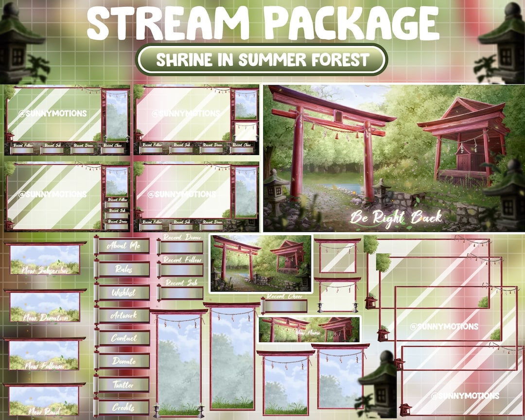 Animated Twitch Stream Package Overlay / Shrine Temple Day / Aesthetic ...