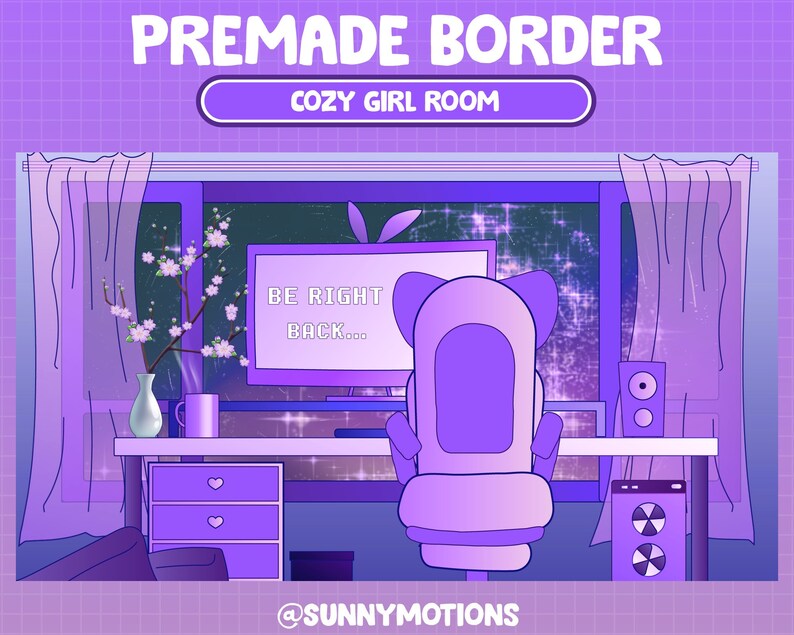 FULL ANIMATED Twitch Stream Package Overlay: Egirl Desk Bedroom ...