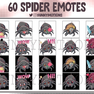 60 Cute Spider Twitch Emotes Bundle, Discord, Streamer, Kawai Halloween ...