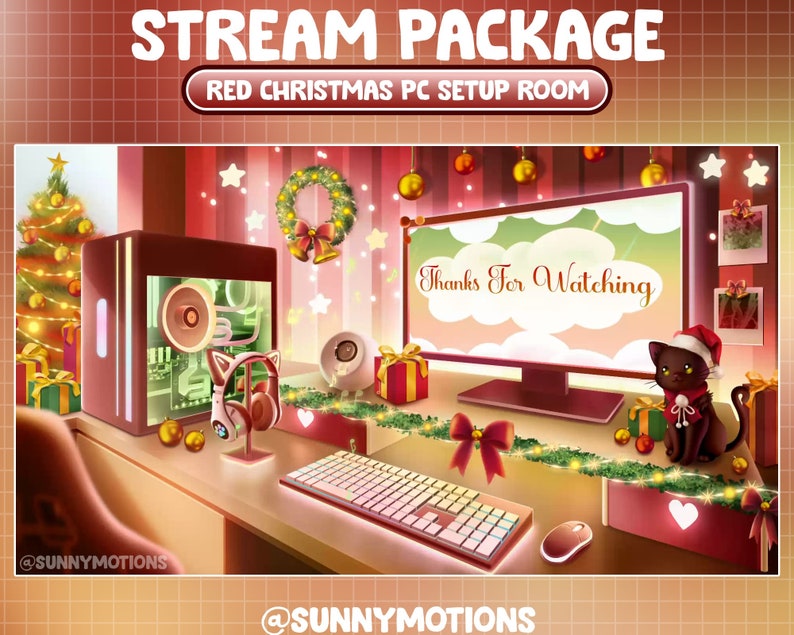 ANIMATED Stream Package: Red Green Christmas Desk Twitch Overlay, PC ...