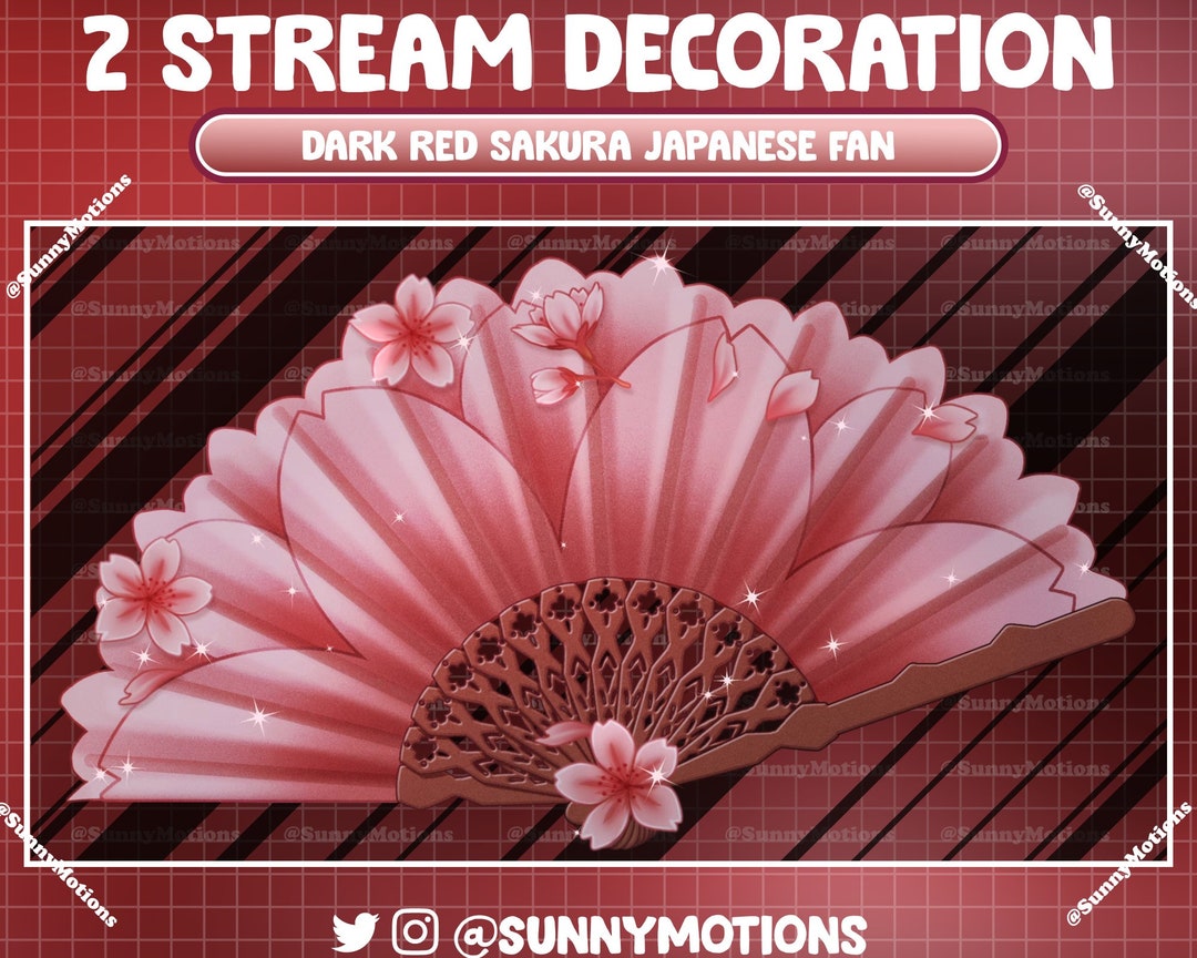 4 Animated Stream Decoration: Kawaii Spring Japanese Cherry Blossom Fan ...