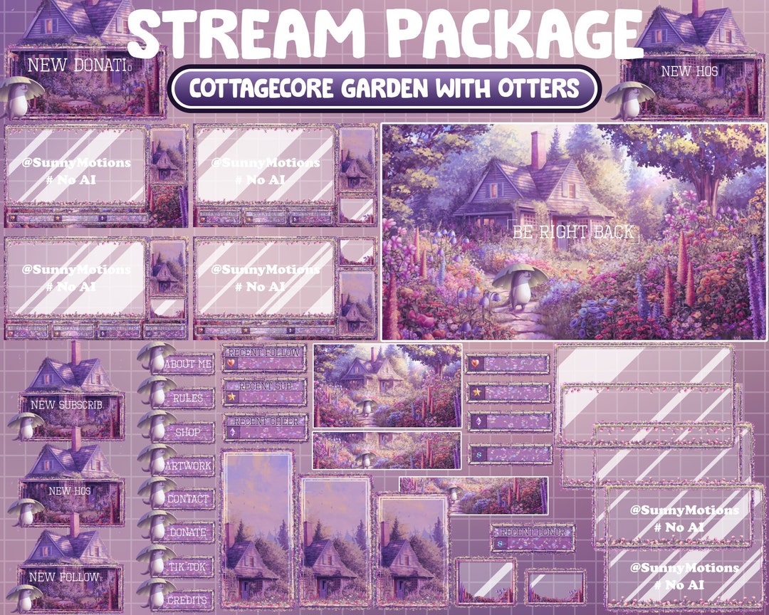 ANIMATED Stream Package: Otters Aesthetic Forest Whisper Lofi Floral ...