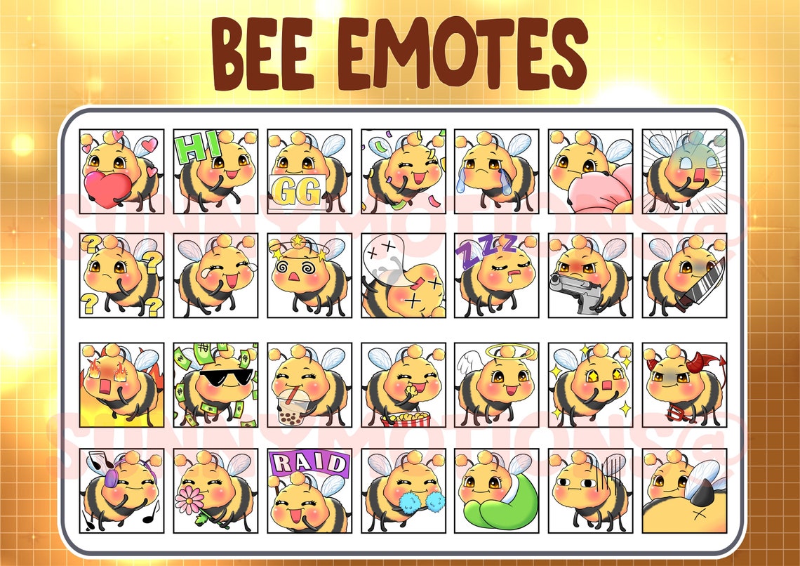 28 Cute Kawaii Honey Bee Twitch Discord Emotes / Animal Emoji - Etsy