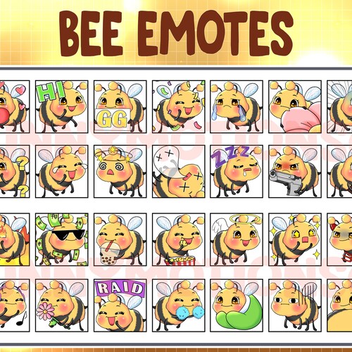 28 Cute Kawaii Honey Bee Twitch Discord Emotes / Animal Emoji - Etsy