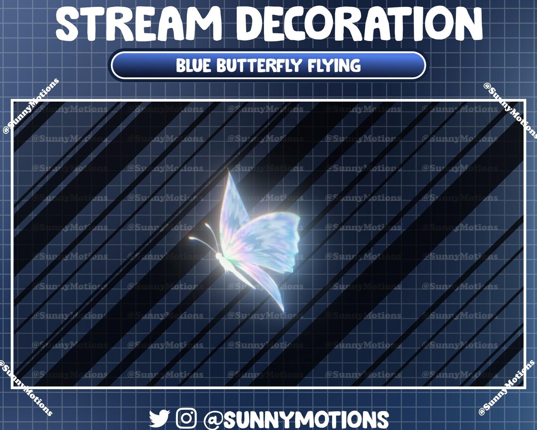 Animated Stream Decoration: Aesthetic Blue Pink Butterfly Flying, Bliss ...