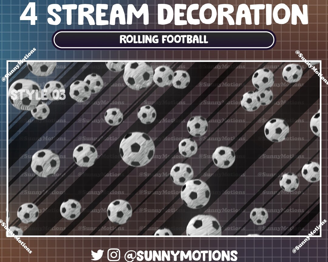 4 Animated Stream Decoration: Aesthetic Soccer Ball Falling, Football ...