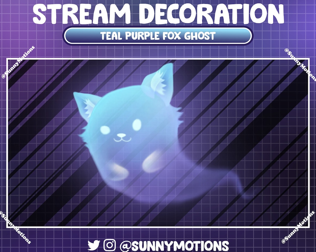 Animated Stream Decoration: Aesthetic Purple Teal Japan Fox Ghost ...