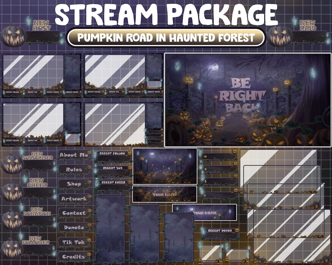Animated Twitch Stream Package Overlay / Halloween Spooky Pumpkin Road ...