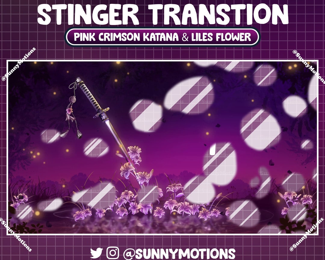 2x Animated Stream Stinger Transition: Pink Yellow Katana & Lilies ...