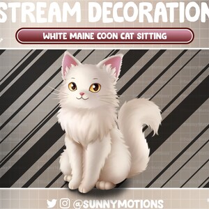 Animated Stream Decoration: Lo-fi Aesthetic White Maine Coon Cat ...