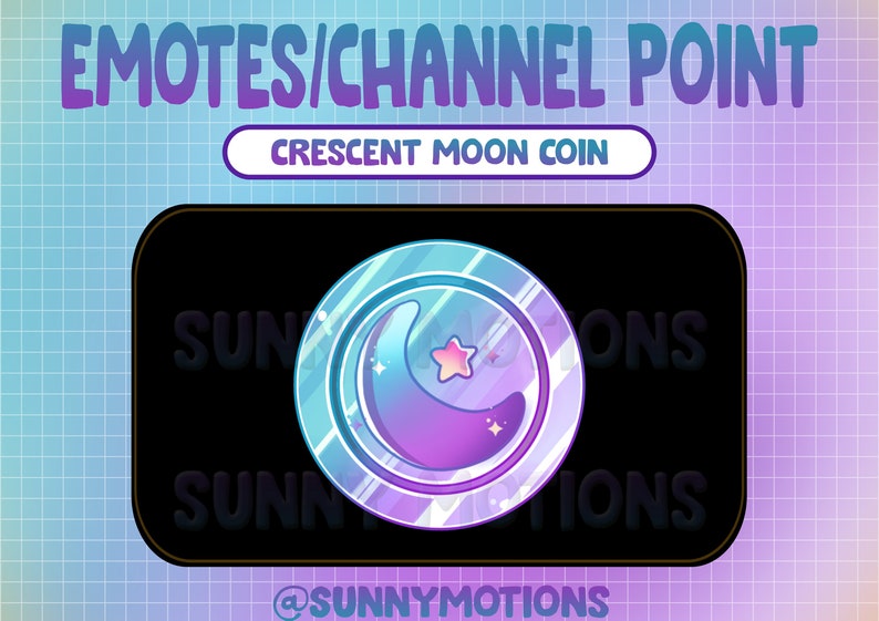 Celestial Iridescent Crescent Moon Coin Twitch Emotes / - Etsy