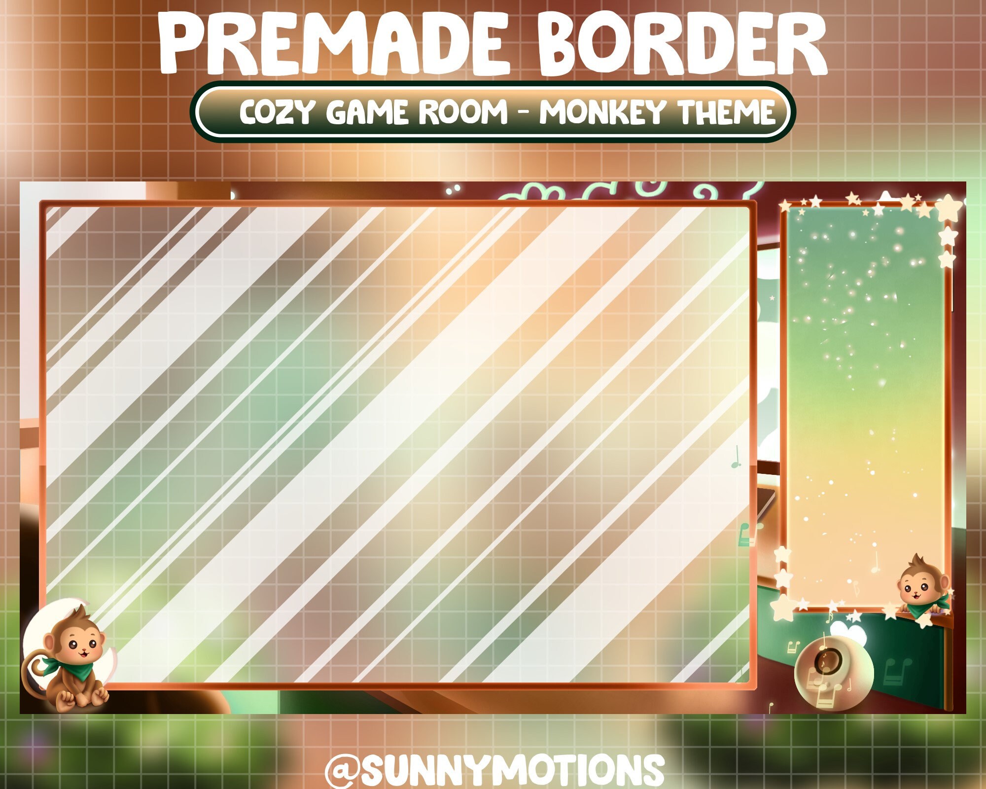 ANIMATED Twitch Overlay Stream Package / Lo-fi Aesthetic Brown Monkey ...