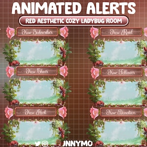 ANIMATED Twitch Overlay Stream Package: Red Aesthetic Day Spring, Lo-fi ...