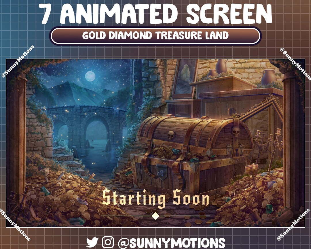 7 Animated Piles of Gold Diamond Treasure Chest Twitch Screen Overlay ...
