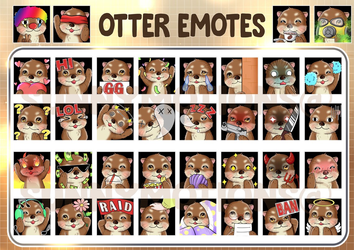 Cute Chibi Kawaii Otter Twitch Discord Mixer Youtube Emotes / - Etsy