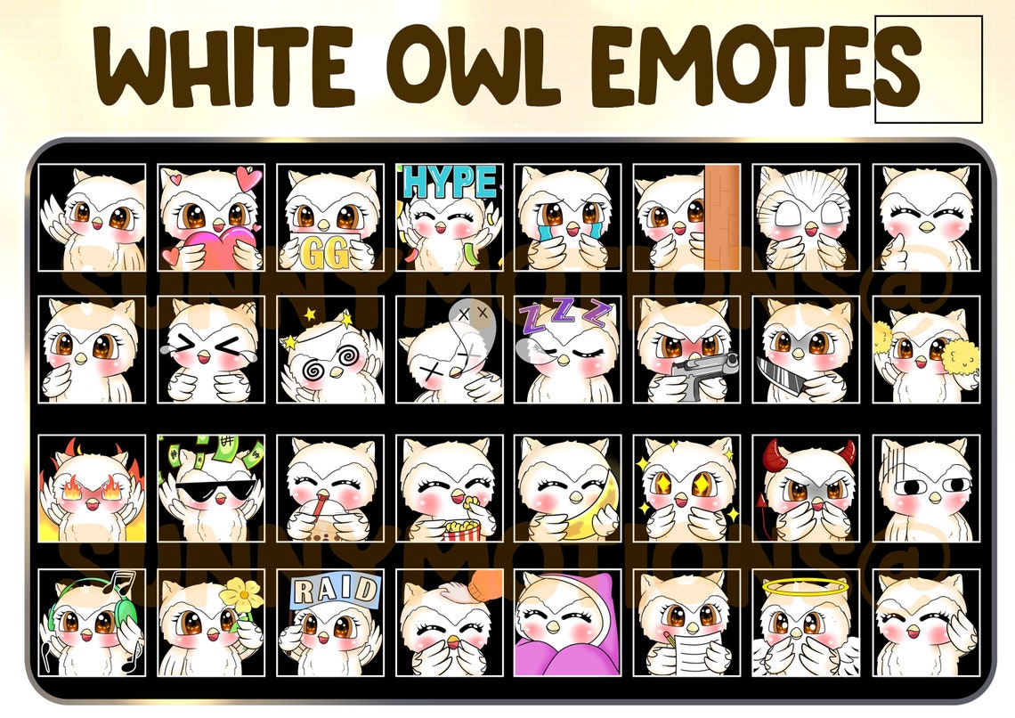32 Cute Kawaii White Owl Twitch Discord Emotes / Kawai Bird - Etsy