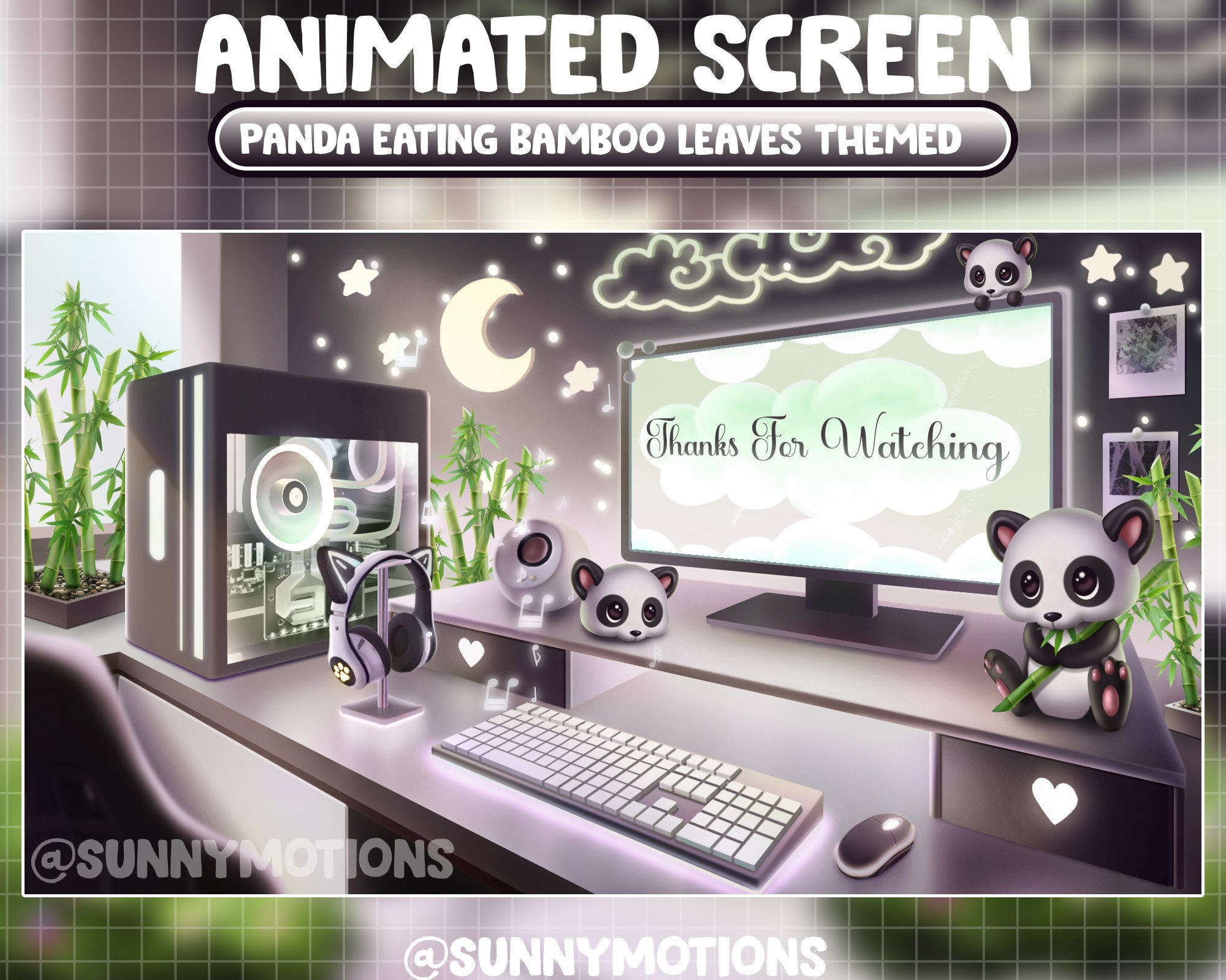 ANIMATED Twitch Overlay Stream Package / Lo-fi Aesthetic Black Green ...