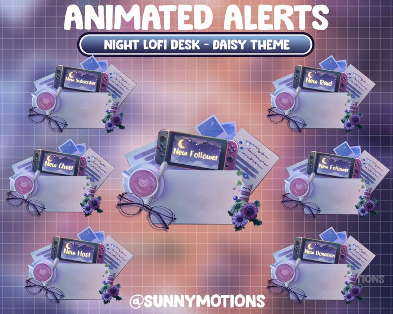 Animated Twitch Stream Package Overlay / Retro Lofi Desk Night - Etsy