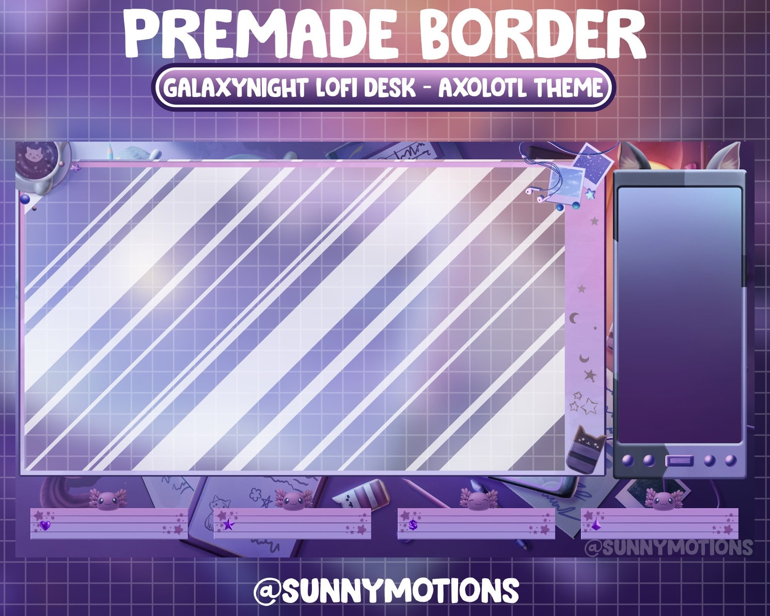 Animated Twitch Stream Package Overlay / Galaxy Lofi Desk Night / Cozy ...